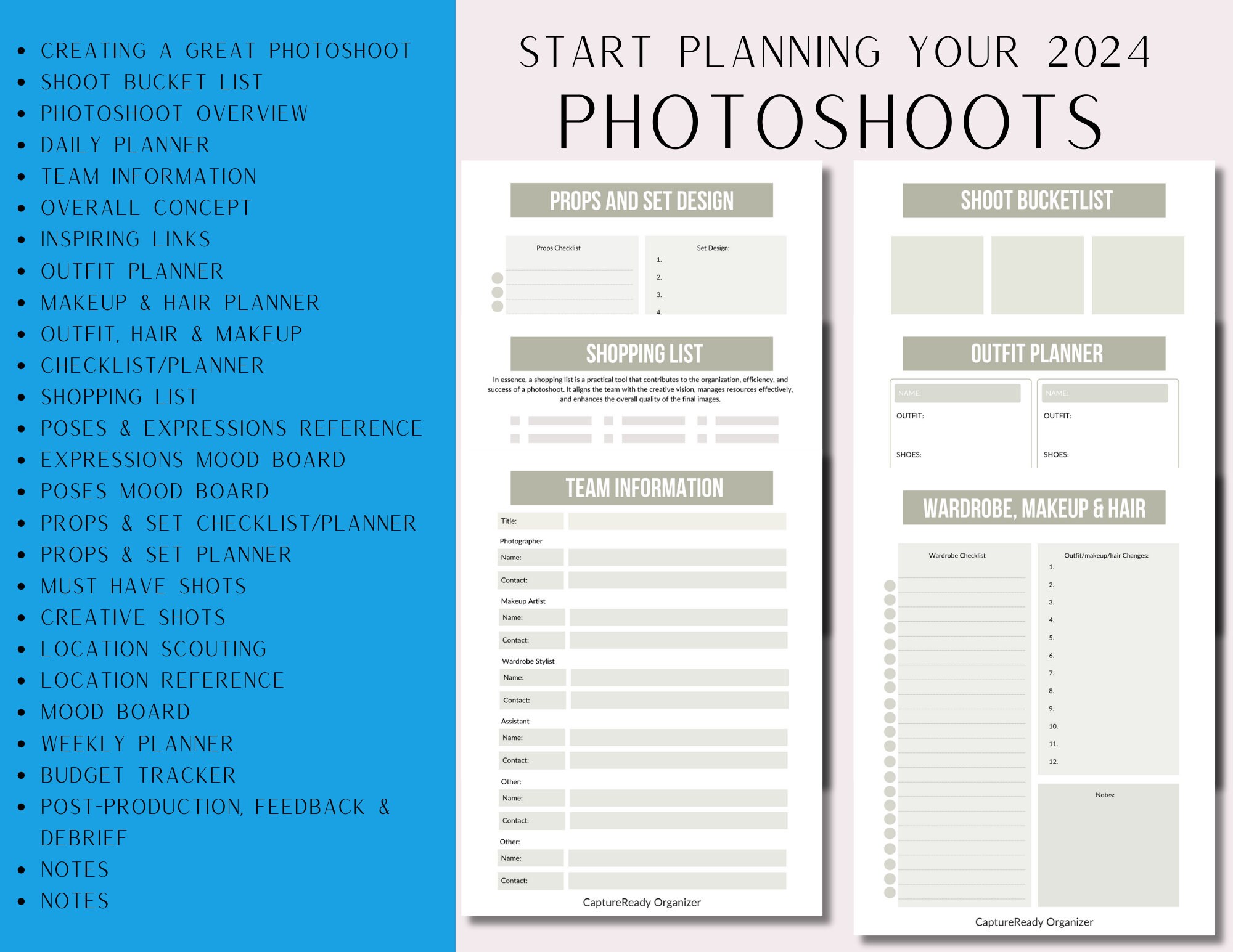 Photoshoot Planner, Photography Business Digital Planner, Model Shoot ...