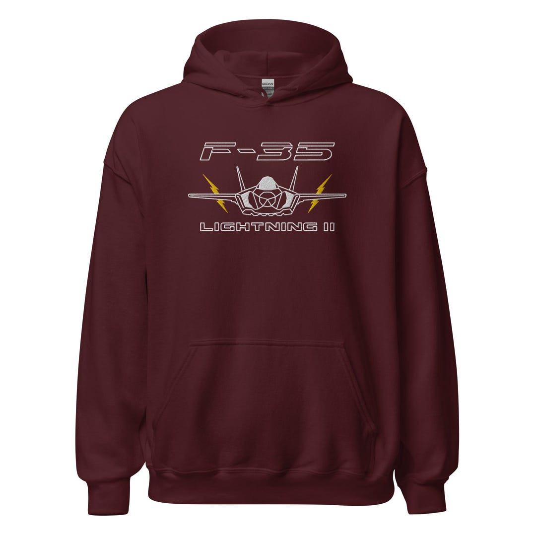 F-35 Lightning II Stealth Fighter Jet Embroidered Hoodie - Sleek Front ...