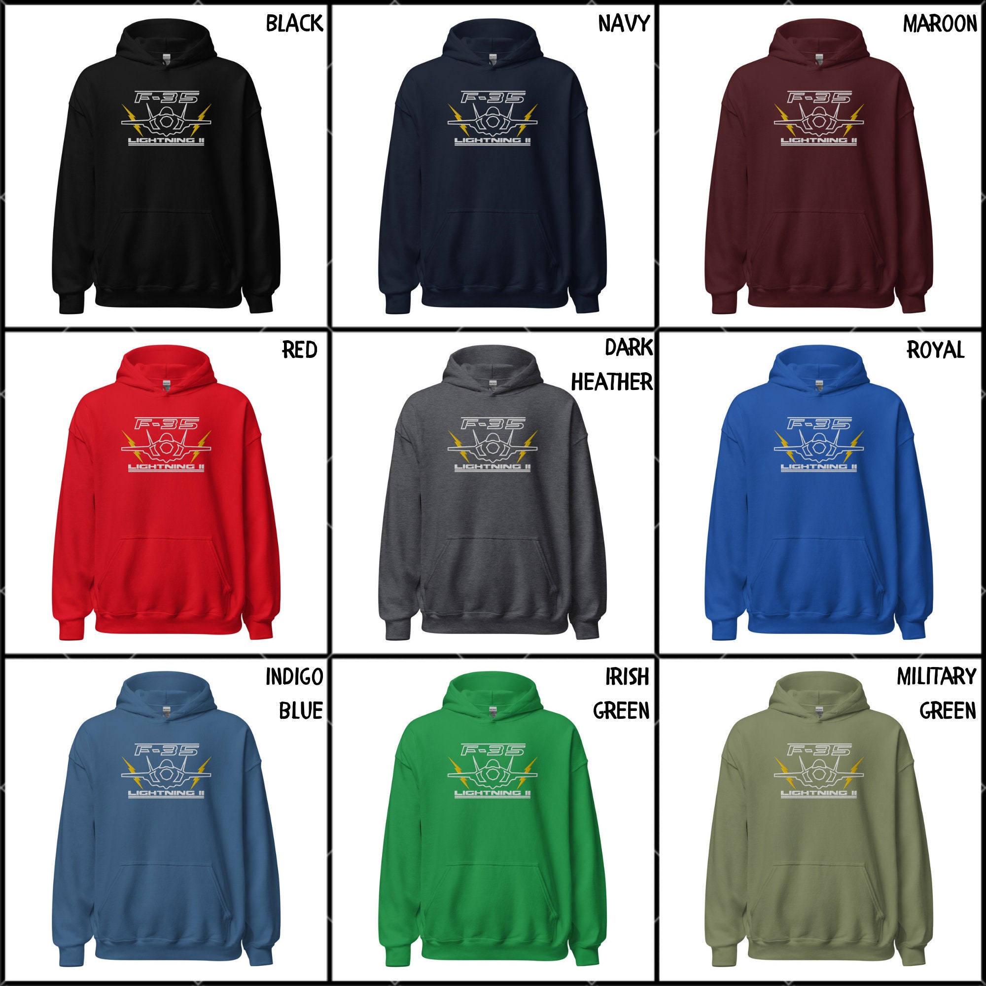 F-35 Lightning II Stealth Fighter Jet Clean Design Hoodie Shirt Sleek ...