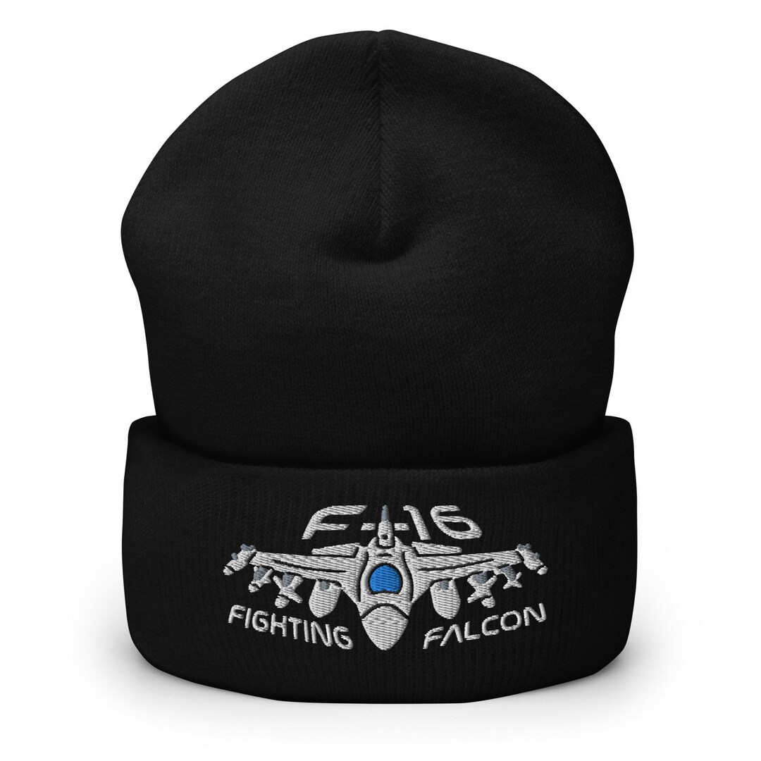 F-16 Fighting Falcon Fighter Jet Embroidered Cuffed Beanie - Etsy