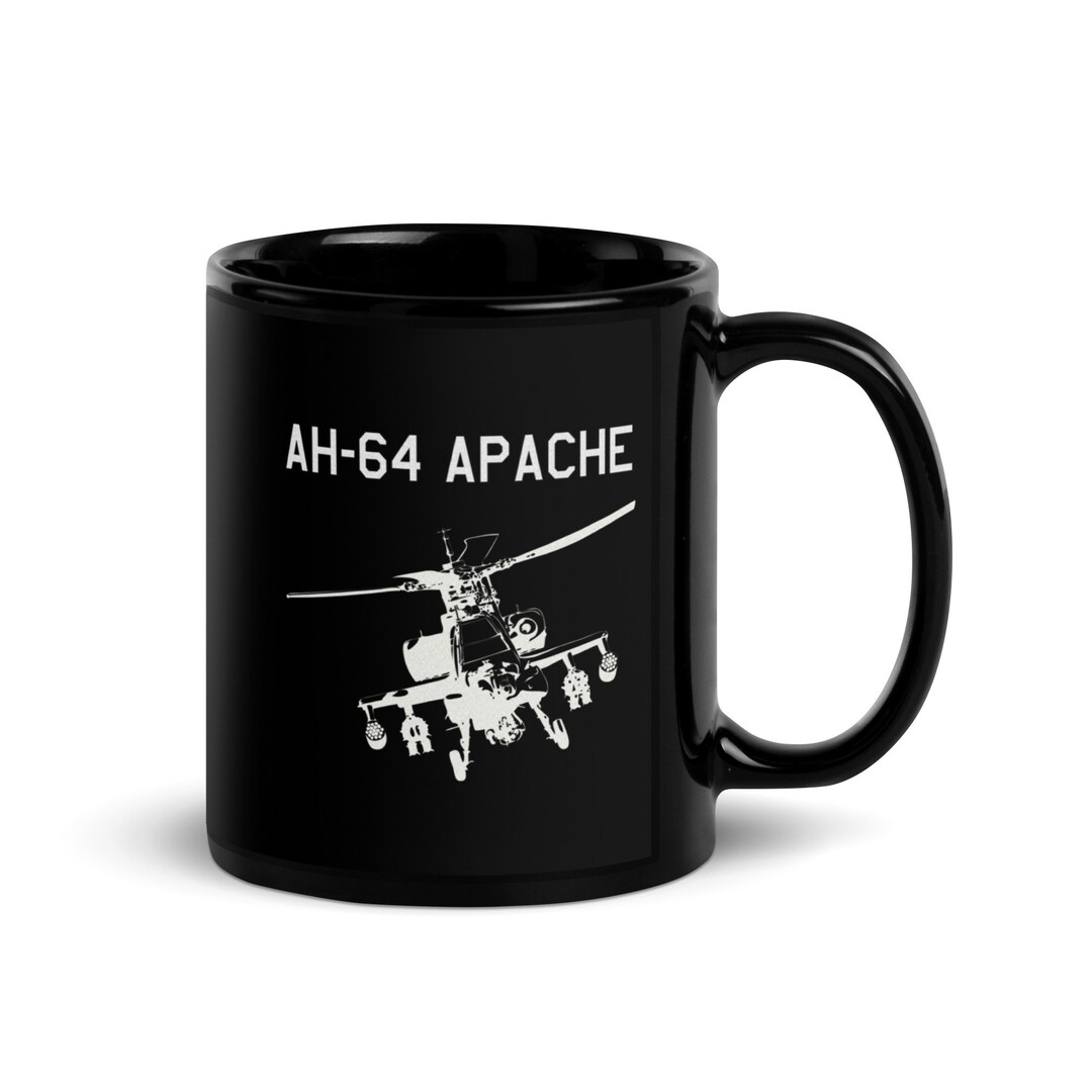 Apache AH-64 Attack Helicopter Sleek Design Black Glossy Mug - Etsy