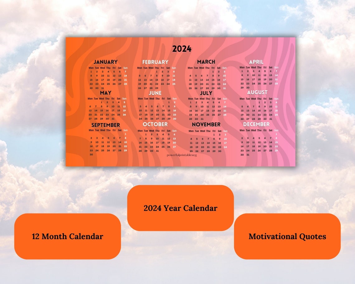 2024 Desk Calendar, 2024 Monthly Calendar Printable, Quotes About Life ...