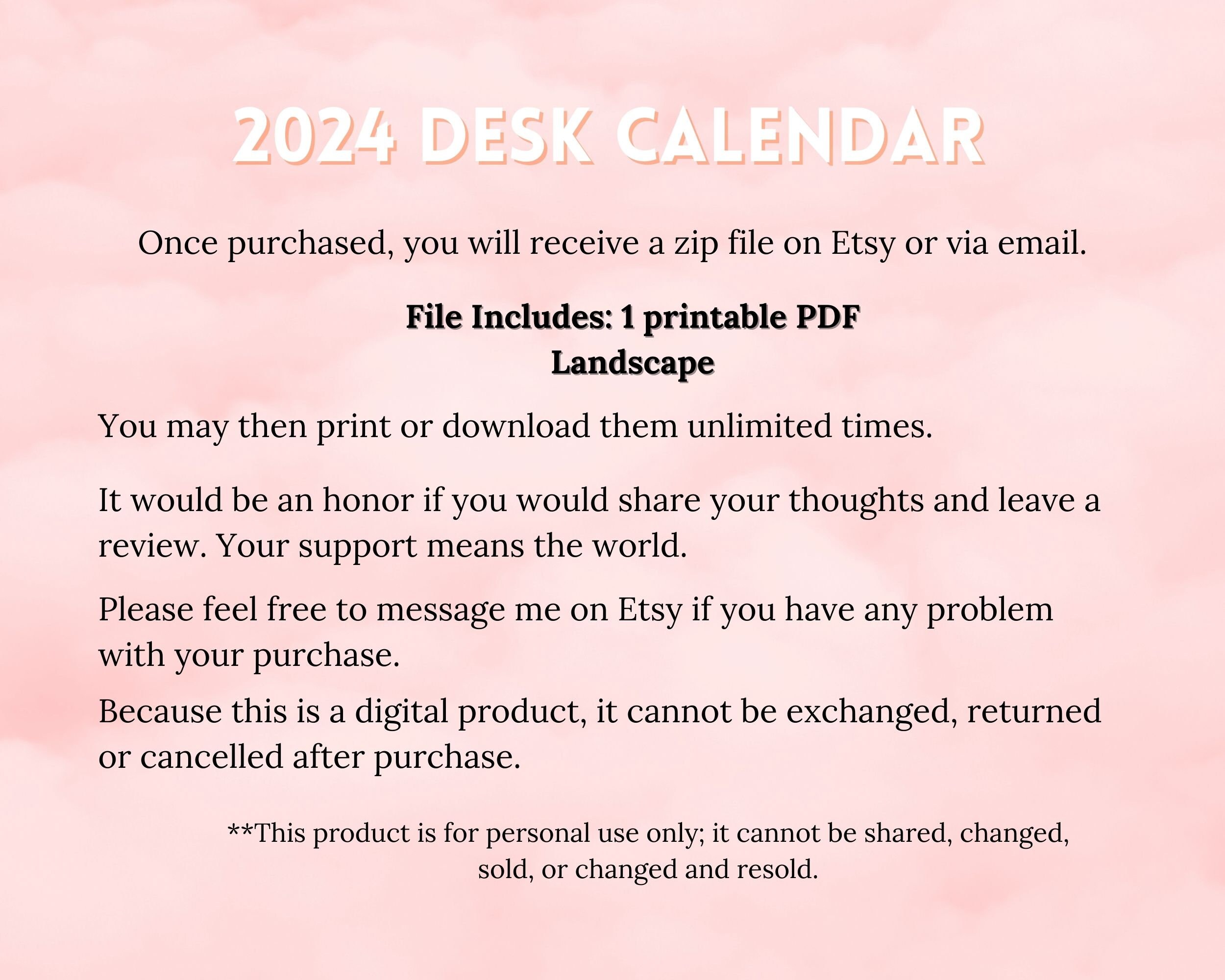 2024 Desk Calendar, 2024 Monthly Calendar Printable, Quotes About Life ...