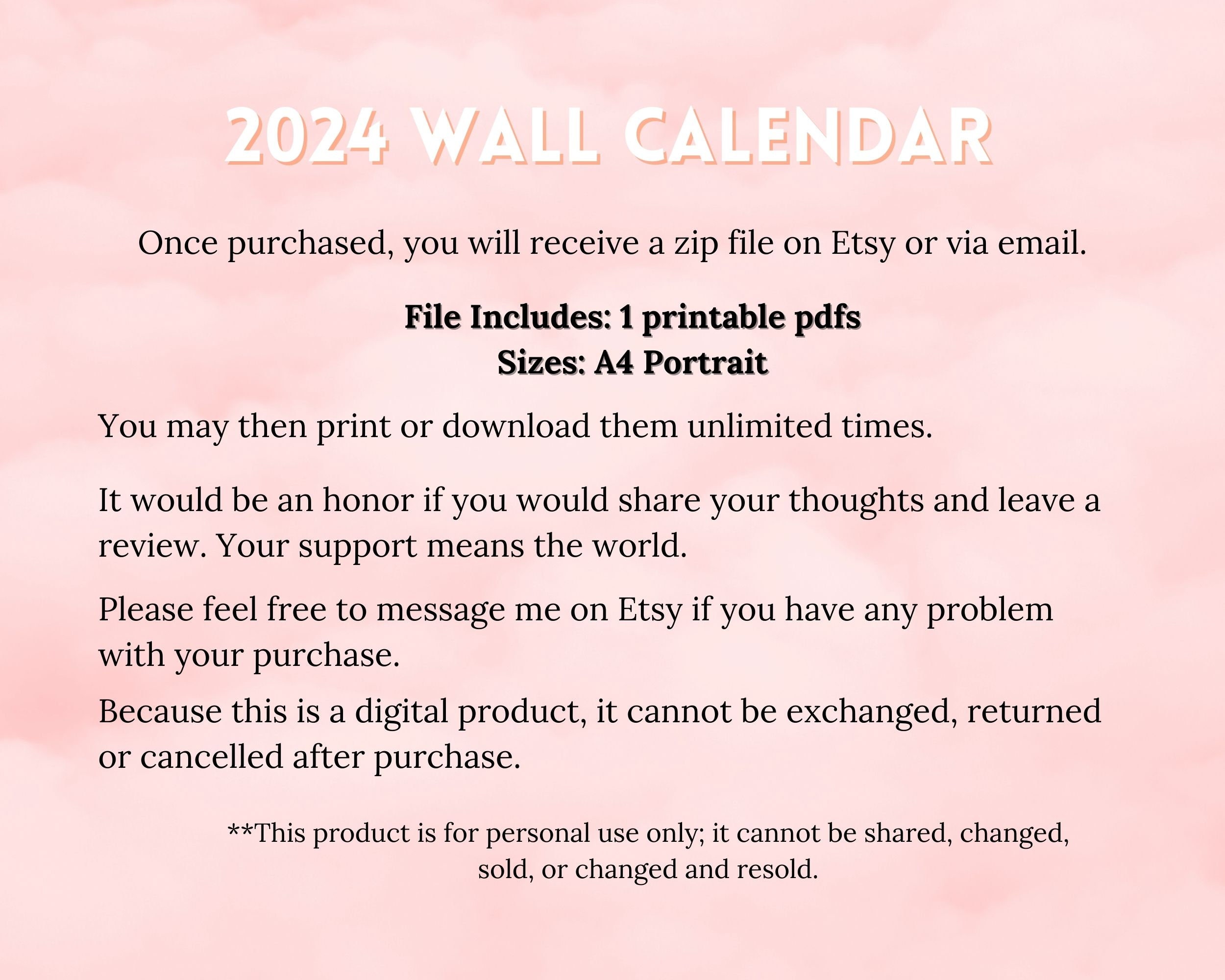 2024 Wall Calendar 2024 Calendar Printable Quotes About Life Monthly ...