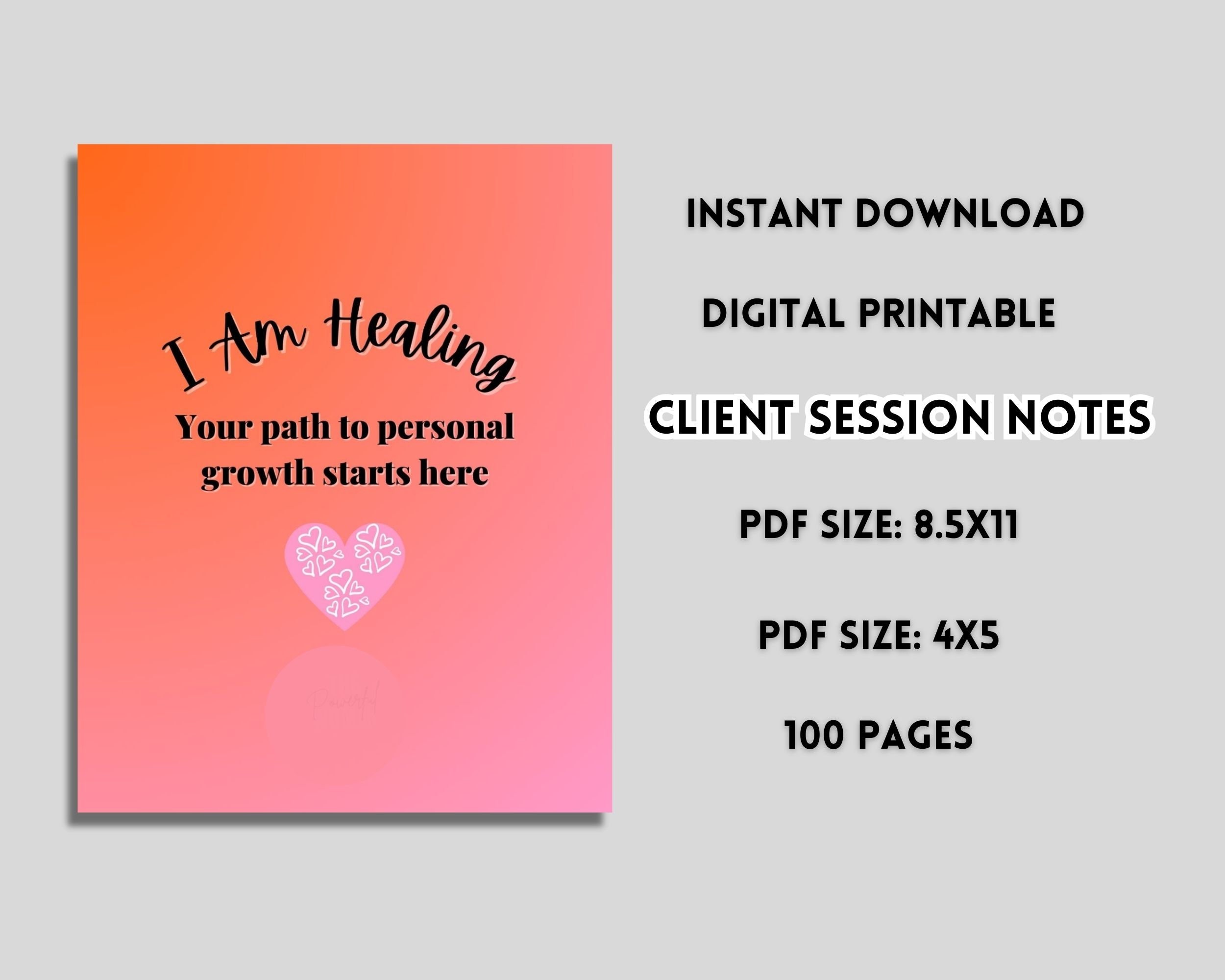 Client Session Notes Self Care Planner Journal Pages Coaching ...