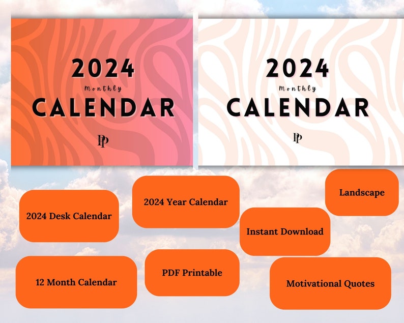 2024 Desk Calendar Bundle, 2024 Monthly Calendar Printable, Quotes ...