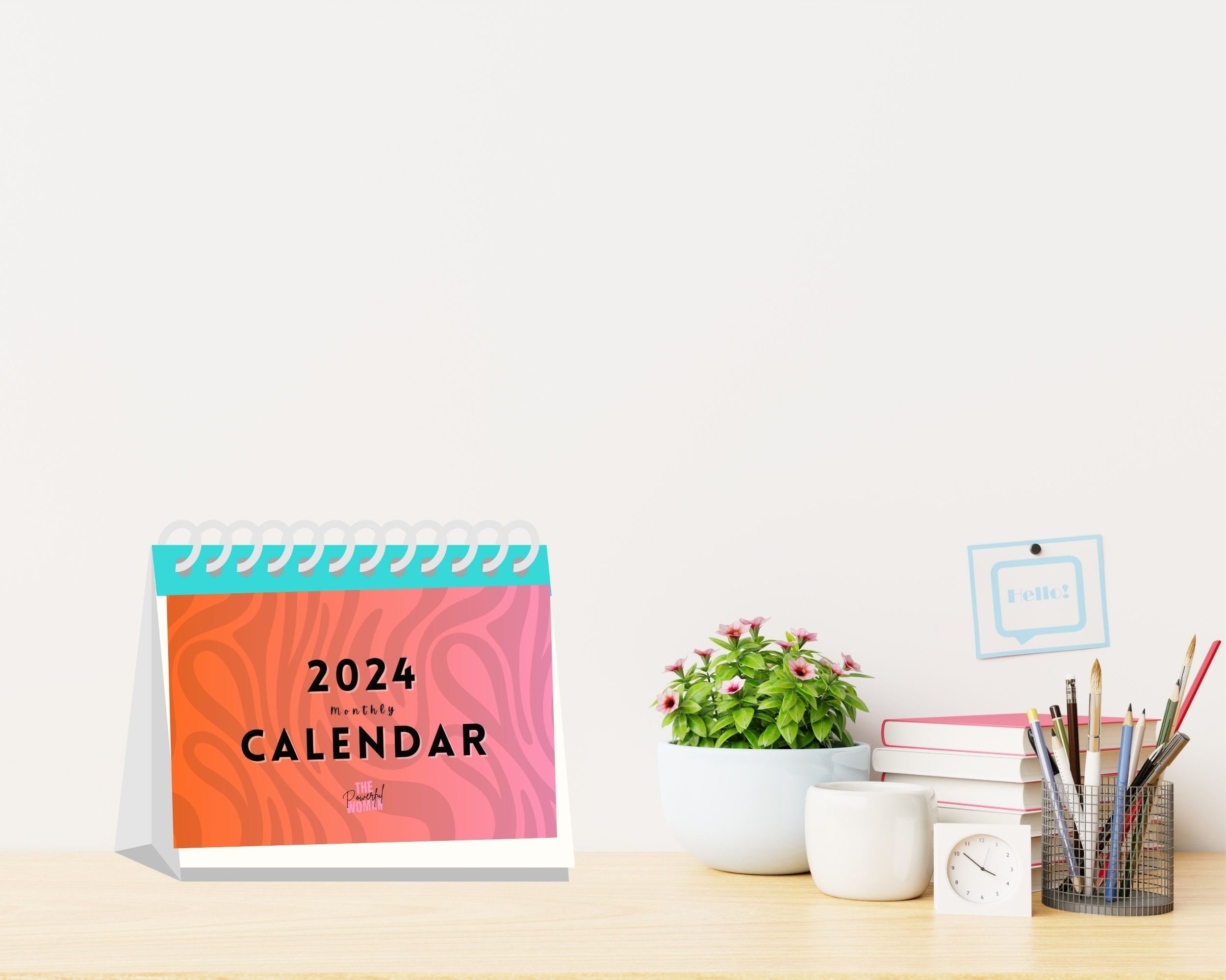 2024 Desk Calendar Bundle, 2024 Monthly Calendar Printable, Quotes ...
