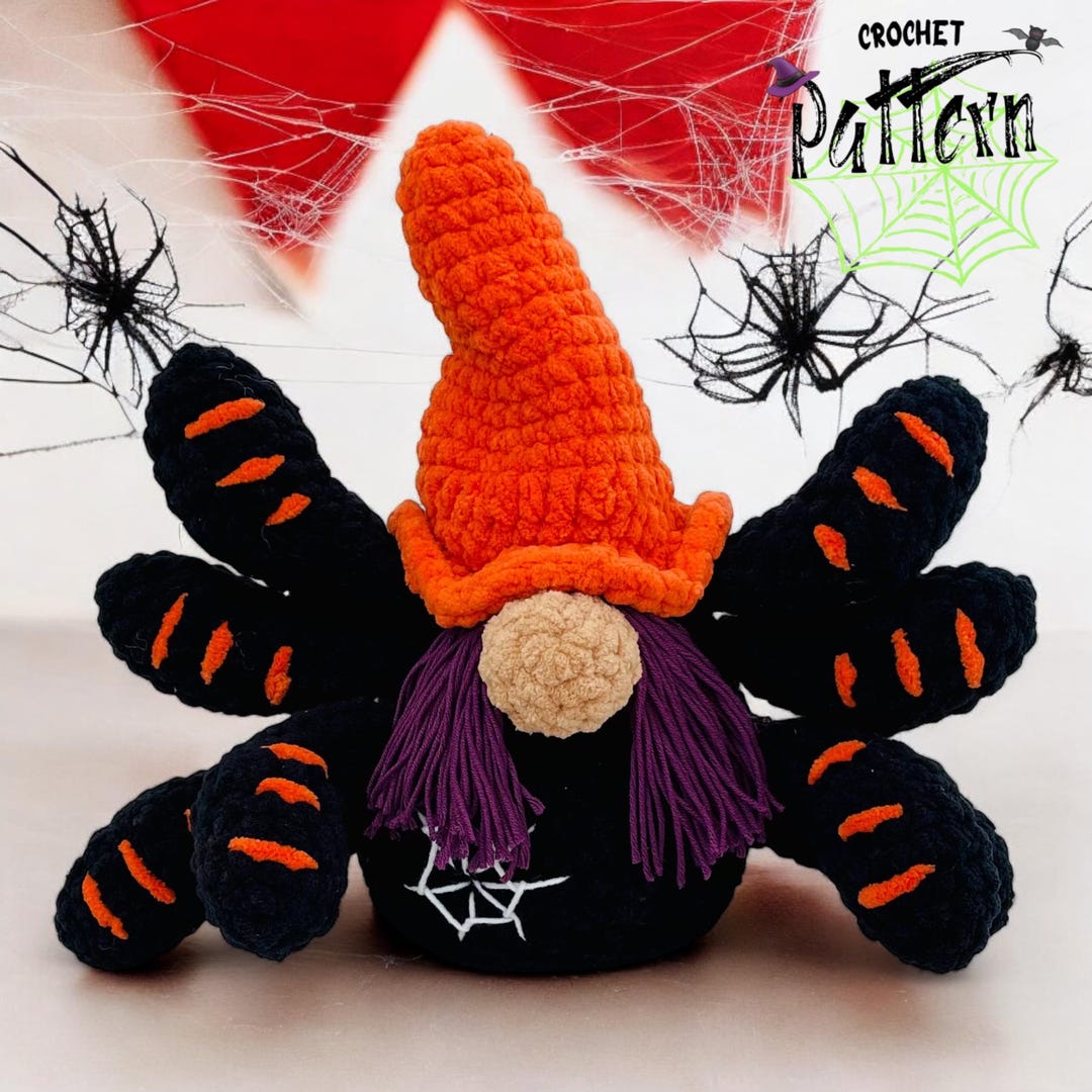 Halloween Crochet Pattern, DIY Crocheted Spider-gnome, Halloween ...