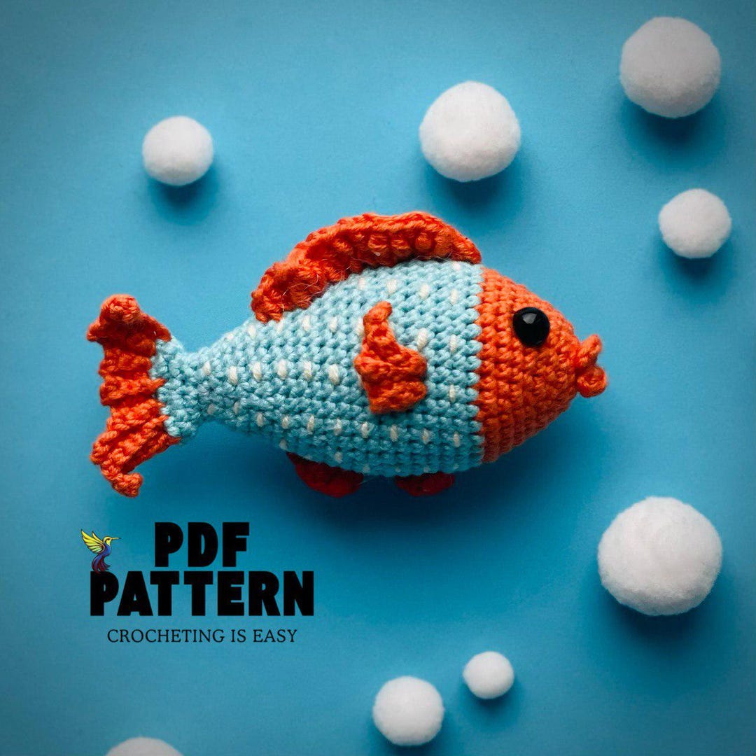 Fish Crochet Pattern PDF. Ocean Animals Pattern. DIY Crochet Perch ...