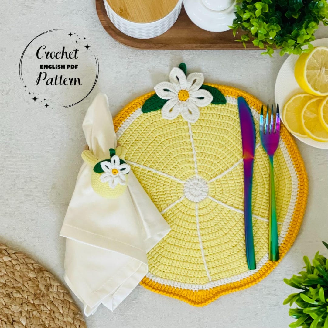 Placemats Crochet Pattern PDF. DIY Lemon Placemats. Cotton Placemat Pattern. Table Setting ...