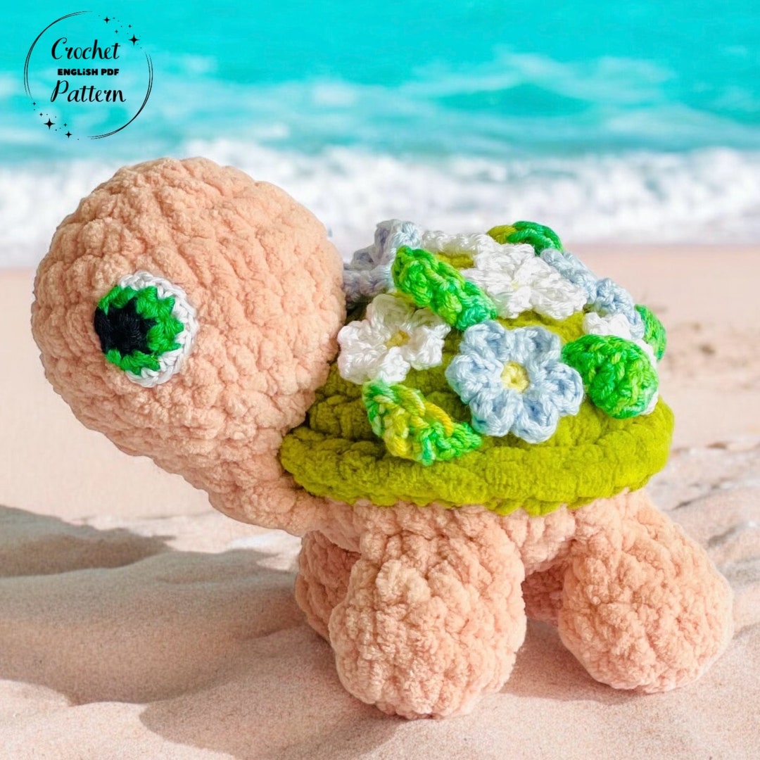 Crochet Flower Turtle Pattern, DIY Flower Turtle Pattern, Crocheted ...