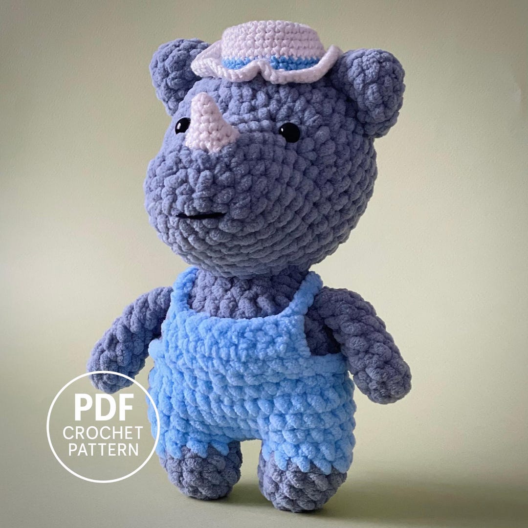 Rhino Plush Crochet Pattern PDF: DIY Soft Amigurumi Toys. Rhinoceros ...