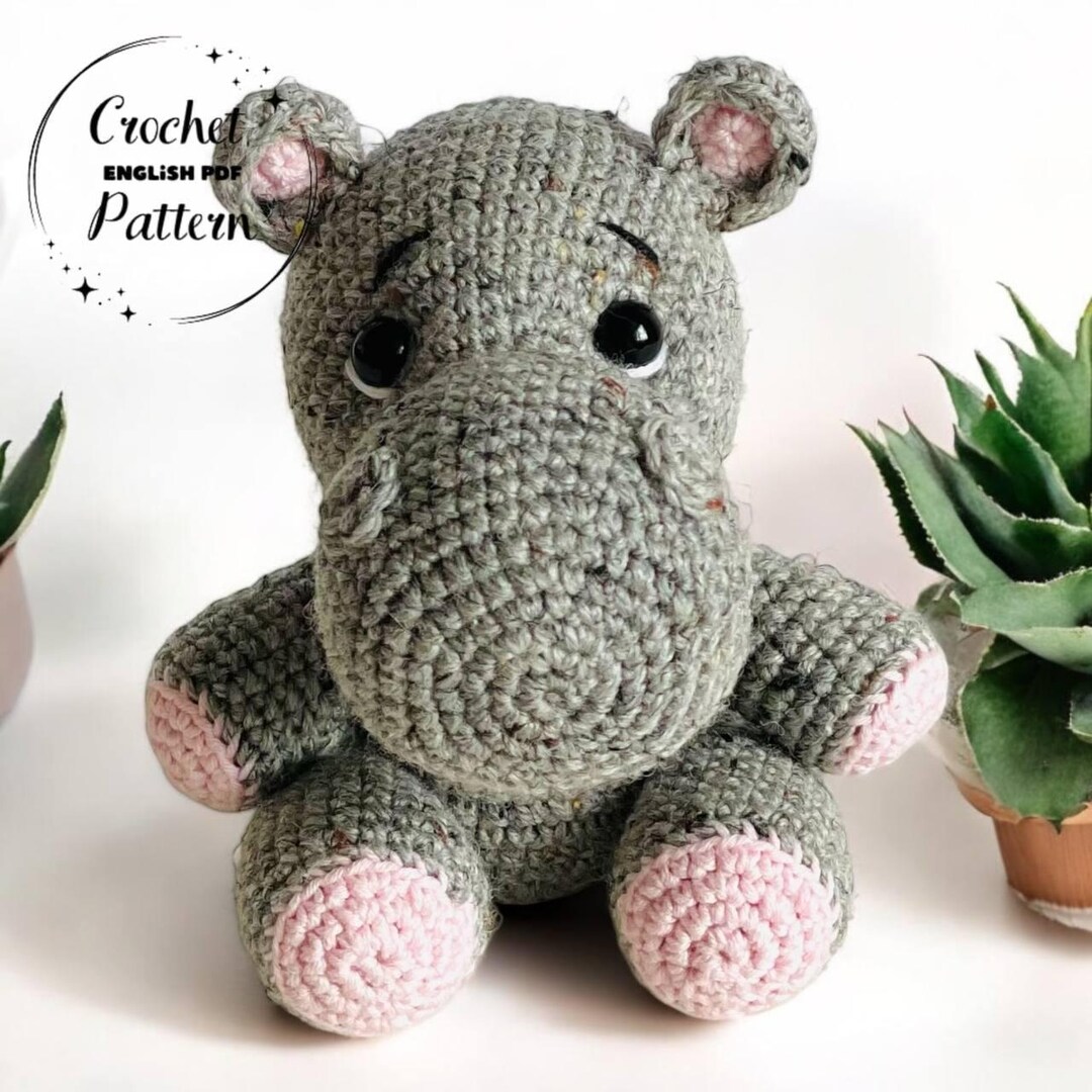 Hippo Crochet Pattern. Safari Animals Crochet Pattern. DIY Amigurumi ...