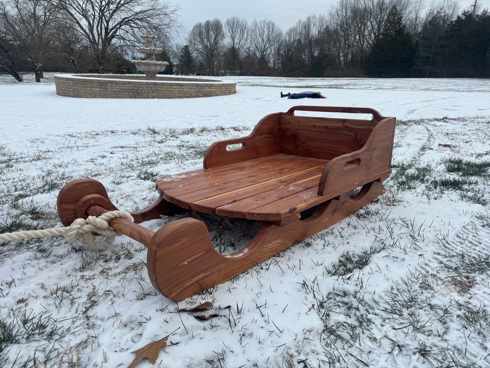 Handmade Natural Cedar Wood Sled / Sleigh - Etsy