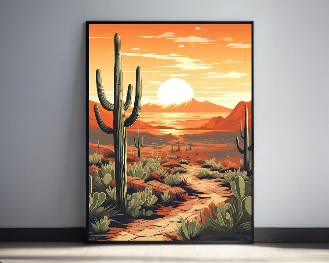 Arizona Desert Print Western Desert Sunset Wall Art Travel Poster ...