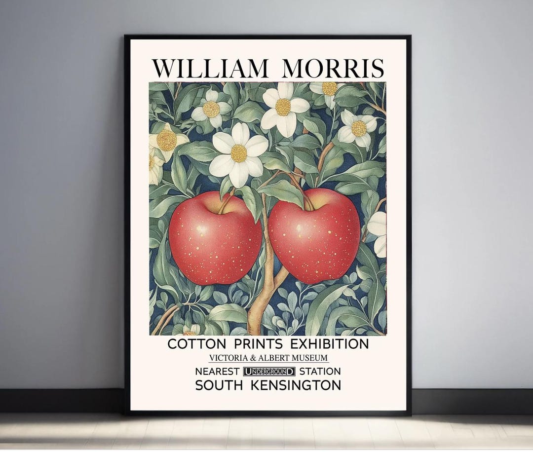 William Morris Print Red Apples Wall Art Vintage Nouveau Home Decor ...