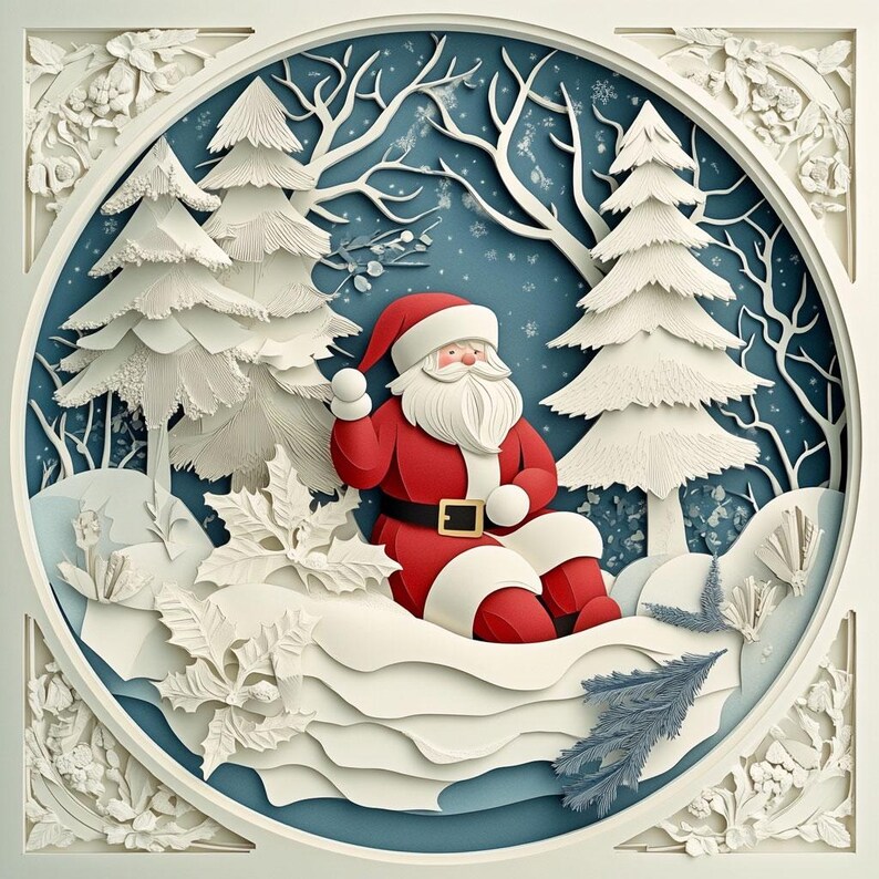 5 Santa Christmas Clip Art Set High-resolution JPEG Festive Holiday ...