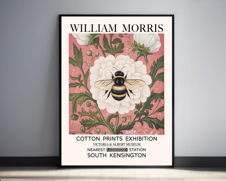 William Morris Bumble Bee Print White Flower Bee Woodland Art Victorian ...