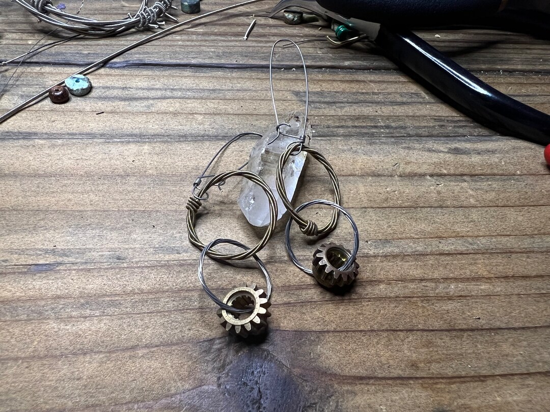 Guitar String Hoop Earrings W/ Gear - Etsy