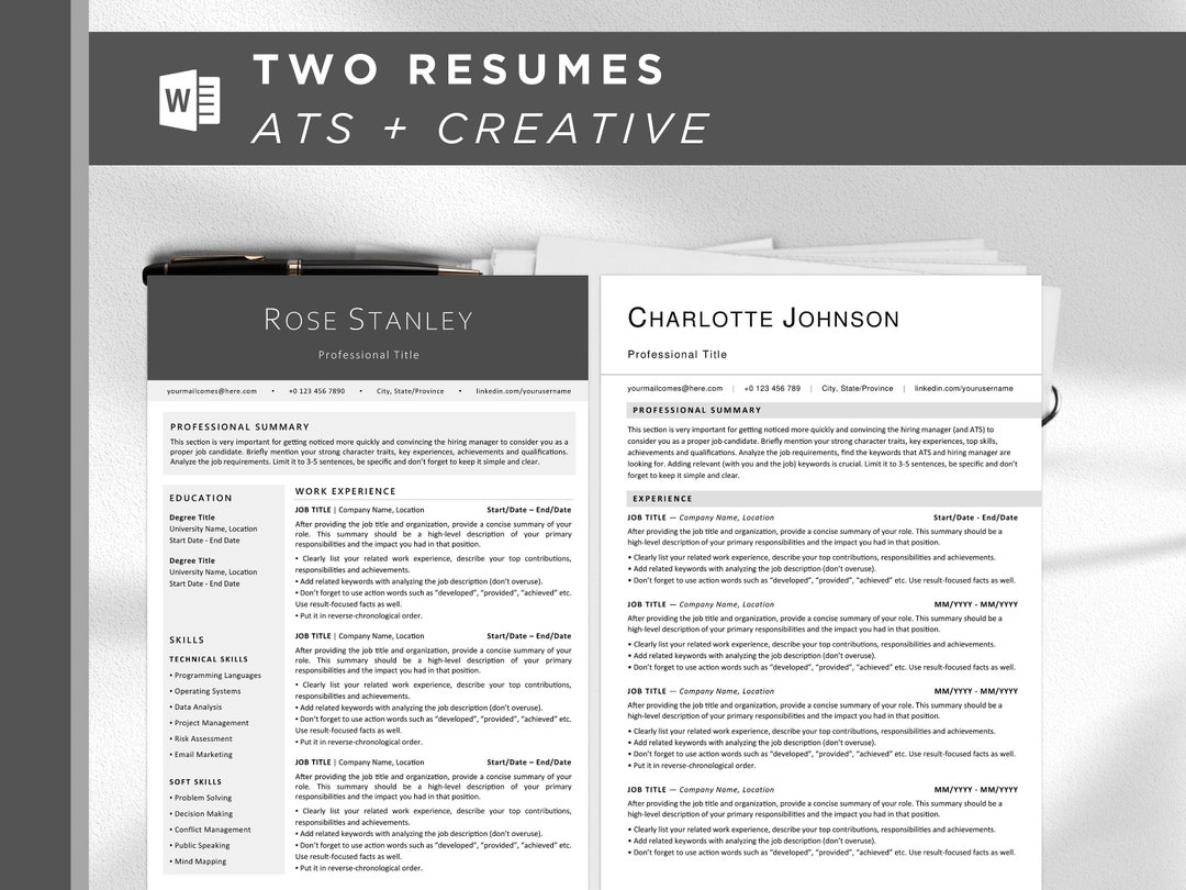 Bundle Resume Template Word Compatible, Professional Resume Prestige ...