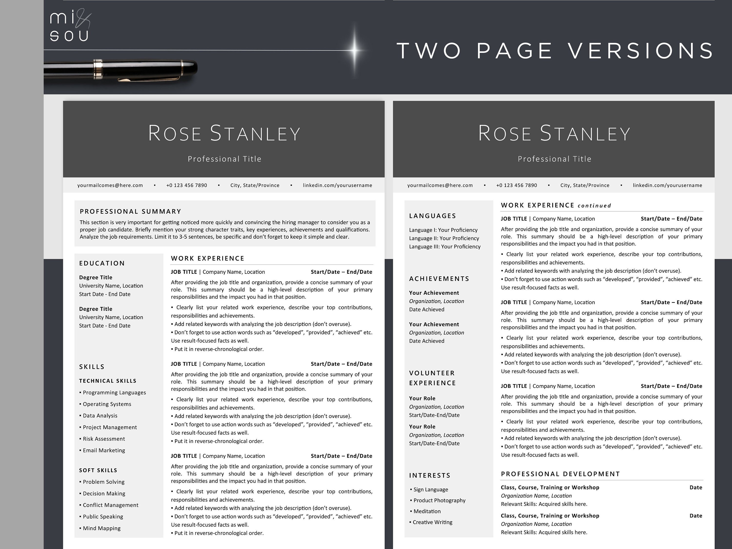 Bundle Resume Template Word Compatible, Professional Resume Prestige ...