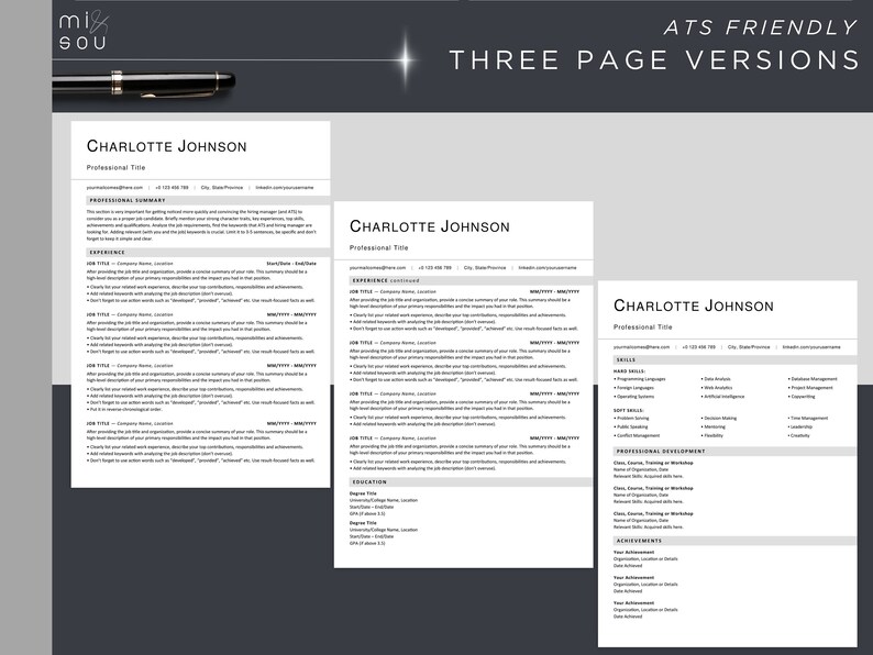 Bundle Resume Template Word Compatible, Professional Resume Prestige ...