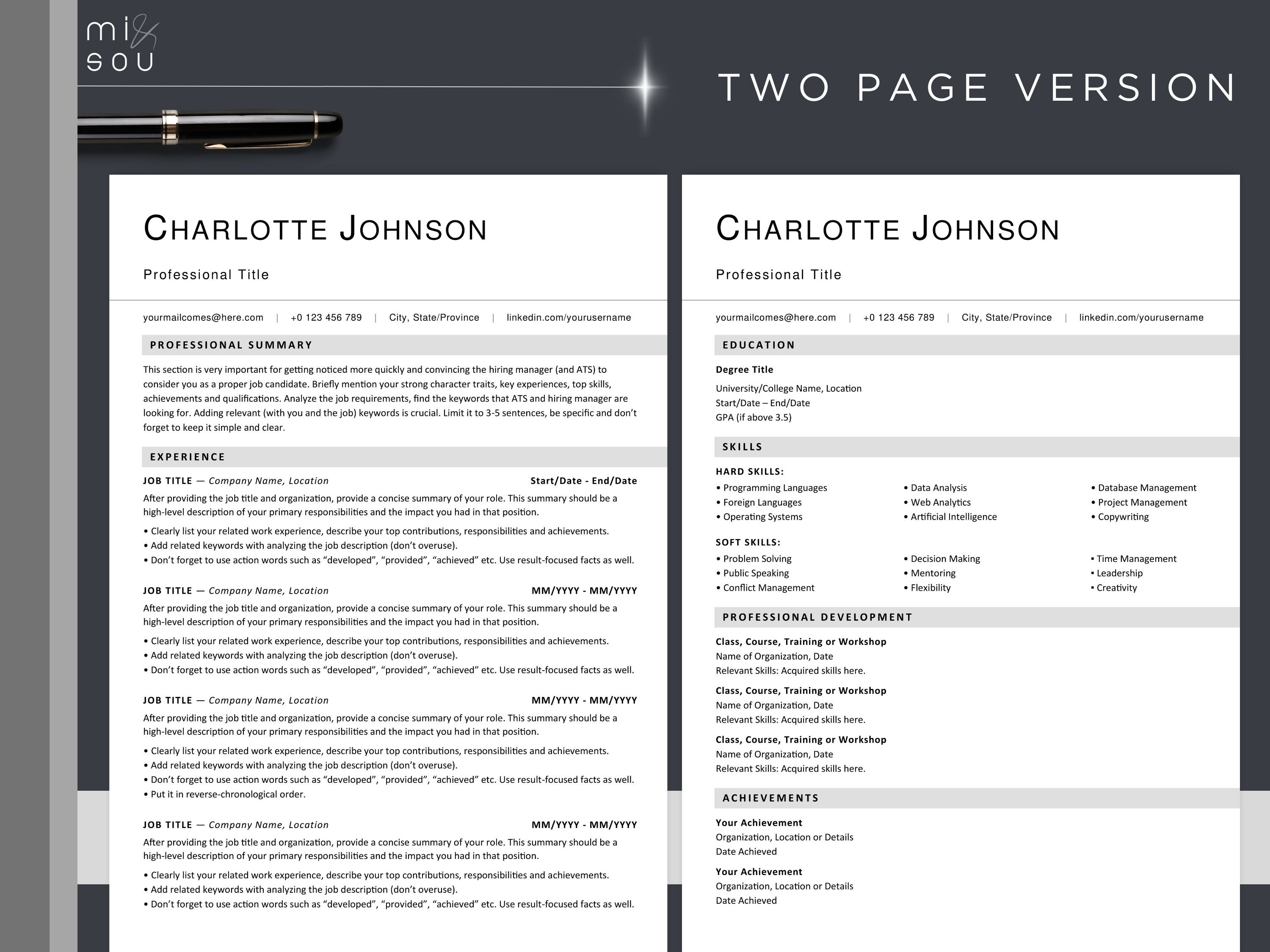 Ats Resume Template Word Compatible, Professional Resume Prestige ...