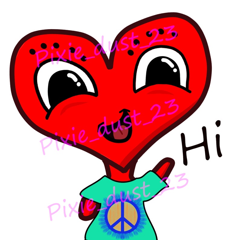 Hearty Hi Emote Cute Love Character Red Turquoise Twitch Emote Discord ...