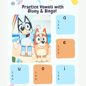 Vowels With Bluey & Bingo - Etsy