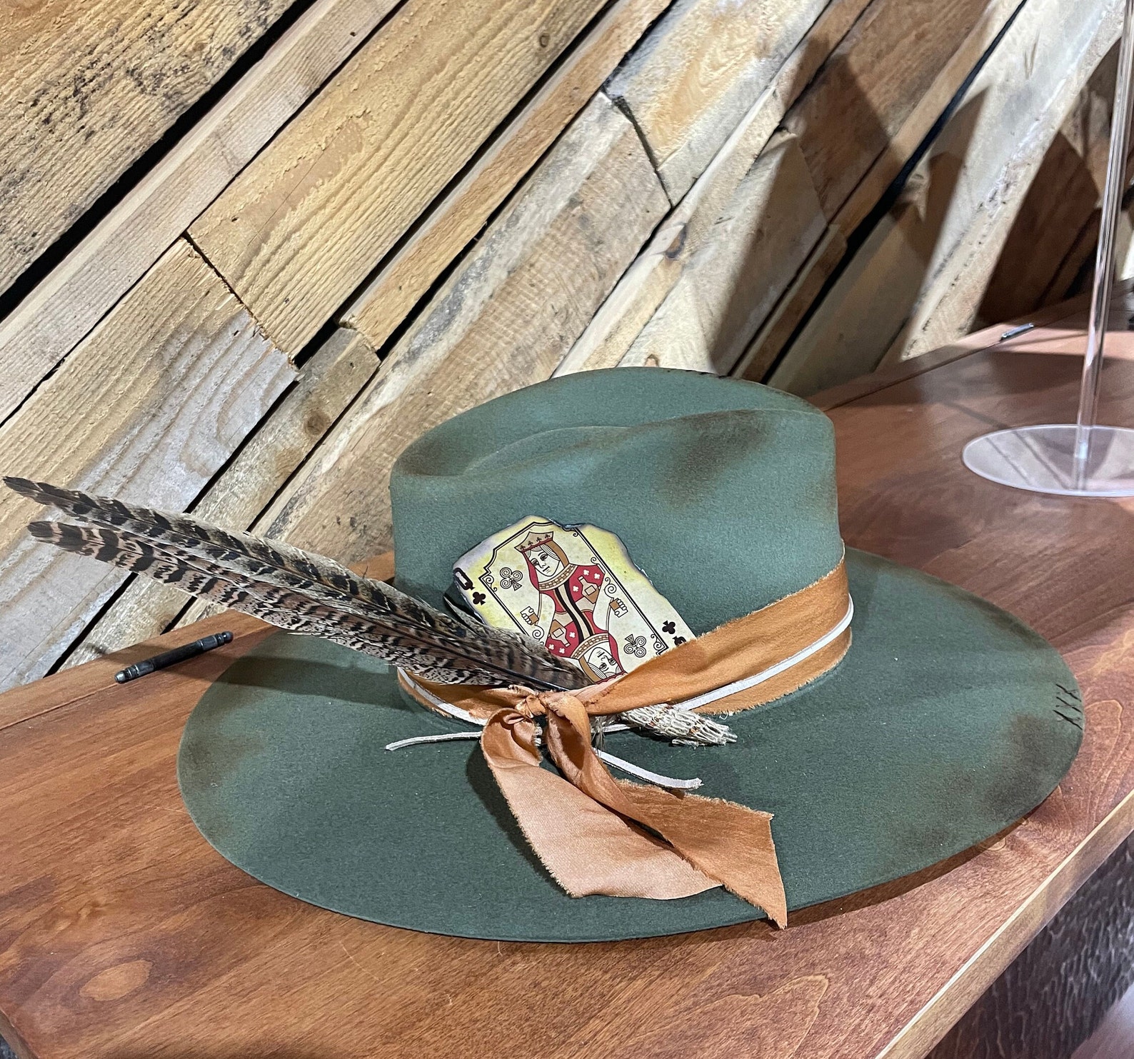Lucky Queen Custom Forest Green Burnt and Branded Wool Hat - Etsy