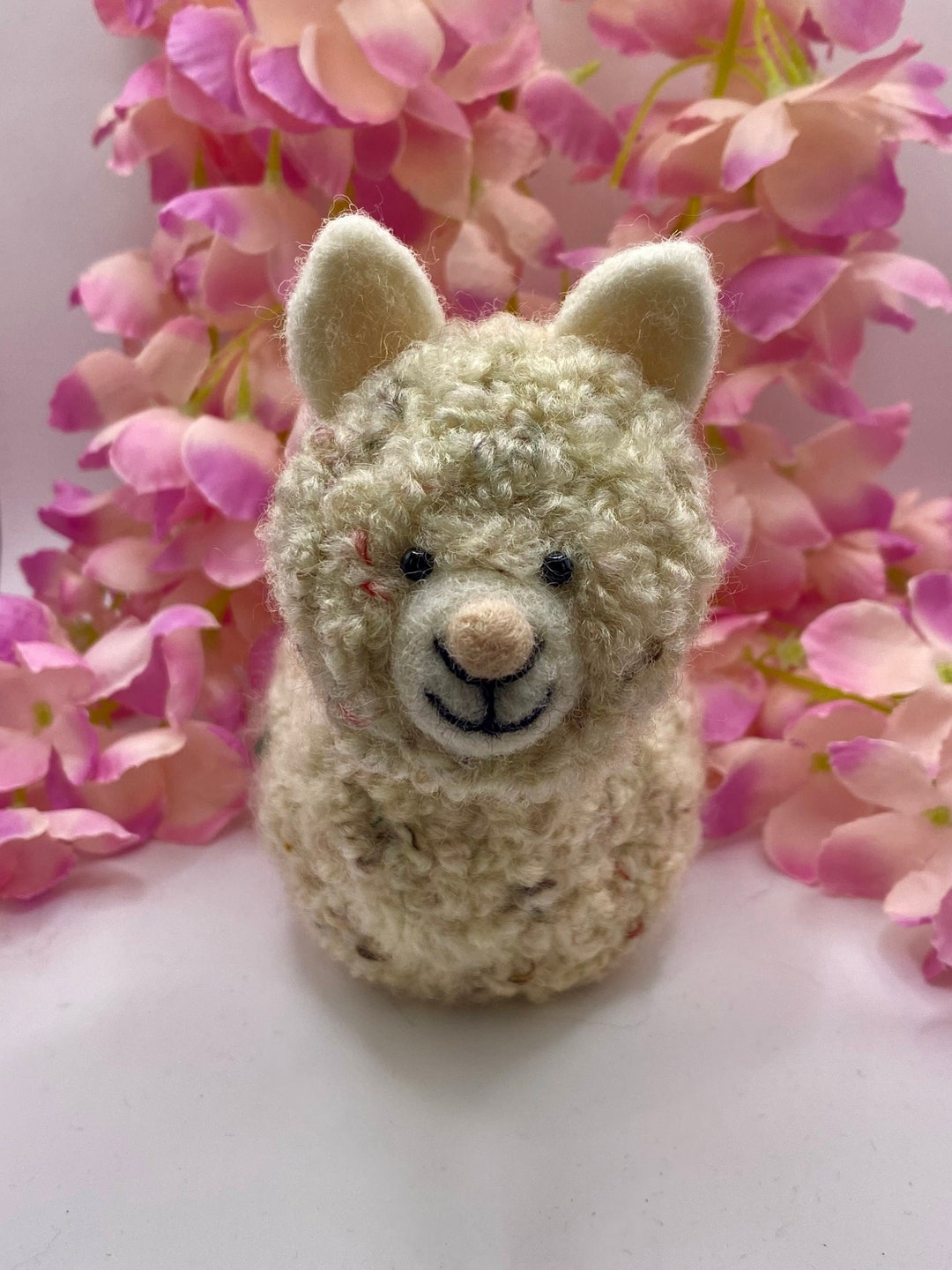 Needle Felted Handmade Sitting Down Llama Handmade Cream Tweed Wool ...