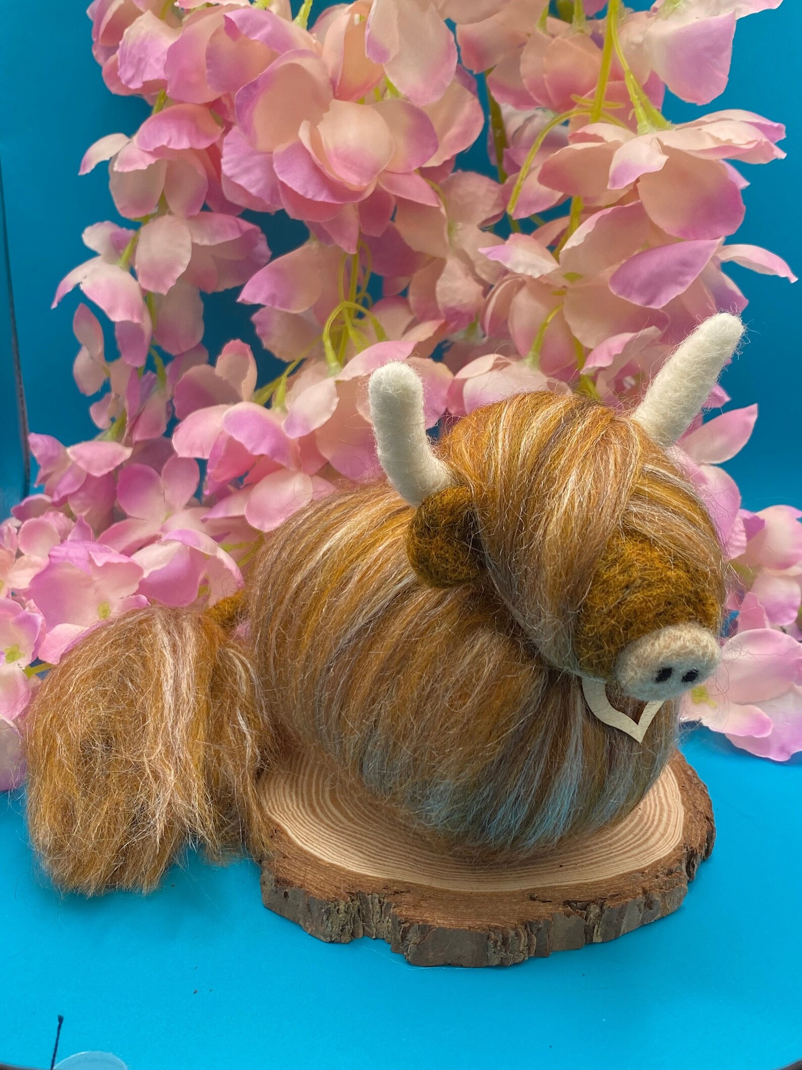 Needle Felted Sitting Striped Highland Cow Handmade Brown Striped ...