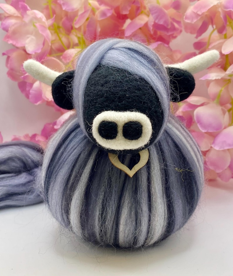 Needle Felted Highland Cow - Handmade Wool Felt Animal Gift ...