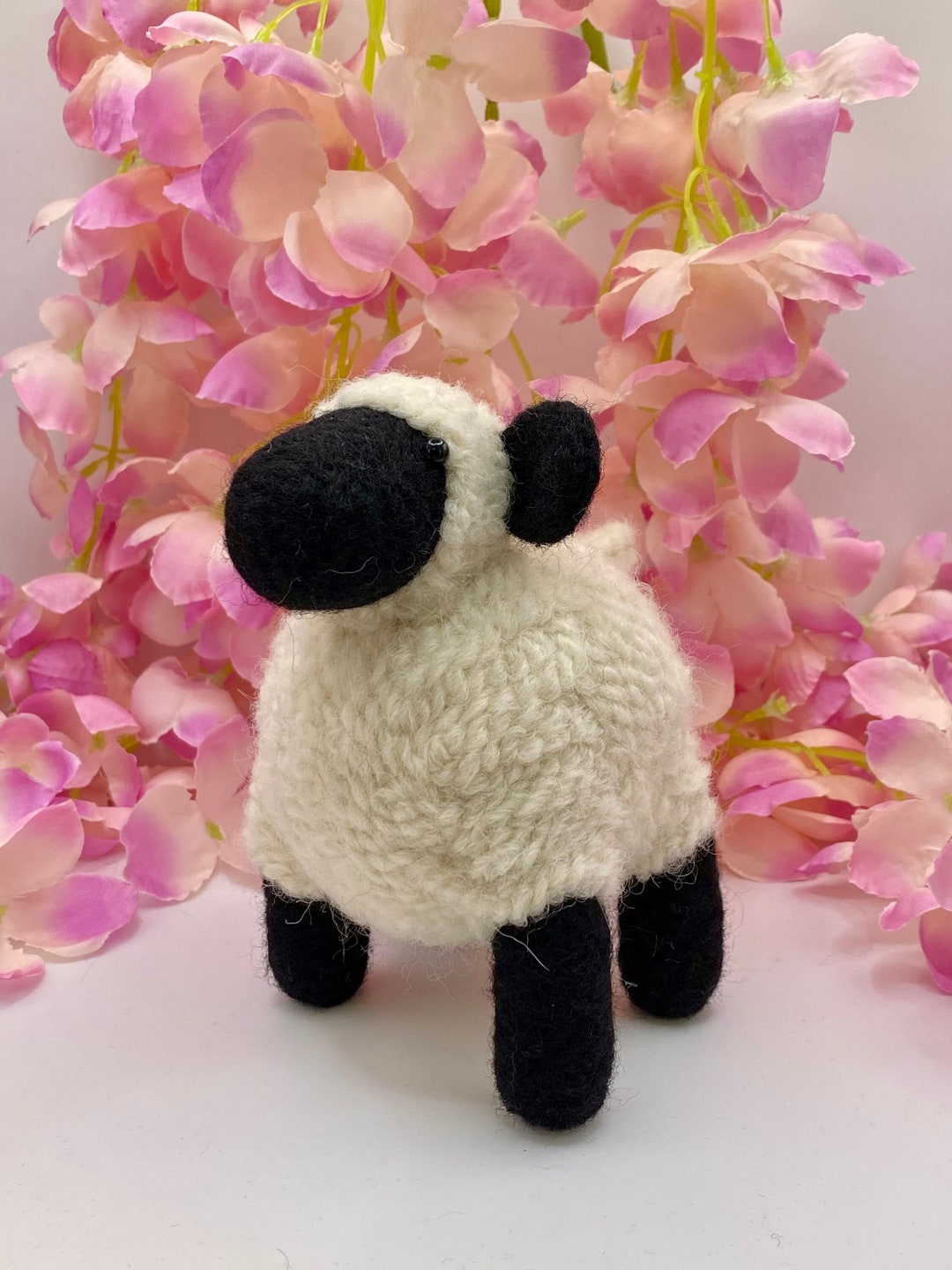 Needle Felted Black and White Standing Sheep - Handmade Fluffy Smiling Sheep - Handmade Sheep ...