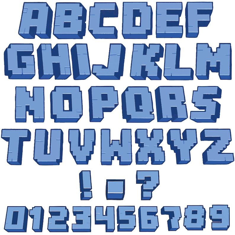 4 Mine Font Bundle SVG PNG PDF Minecraft Alphabet Minecraft Gamer Gift ...
