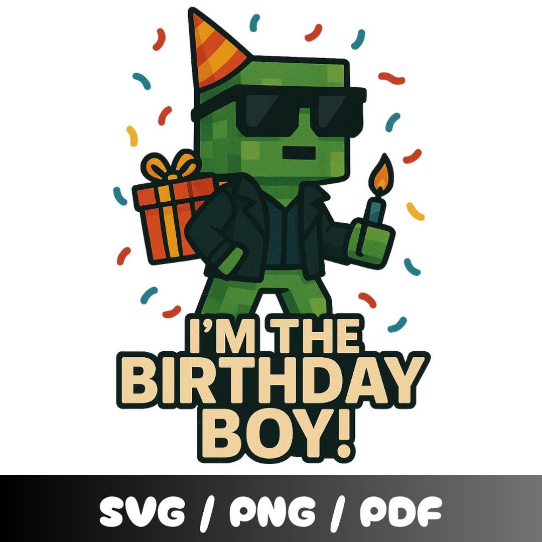 Mine Birthday PNG SVG PDF Gaming Cricut Birthday Gift for Kids Gamer ...