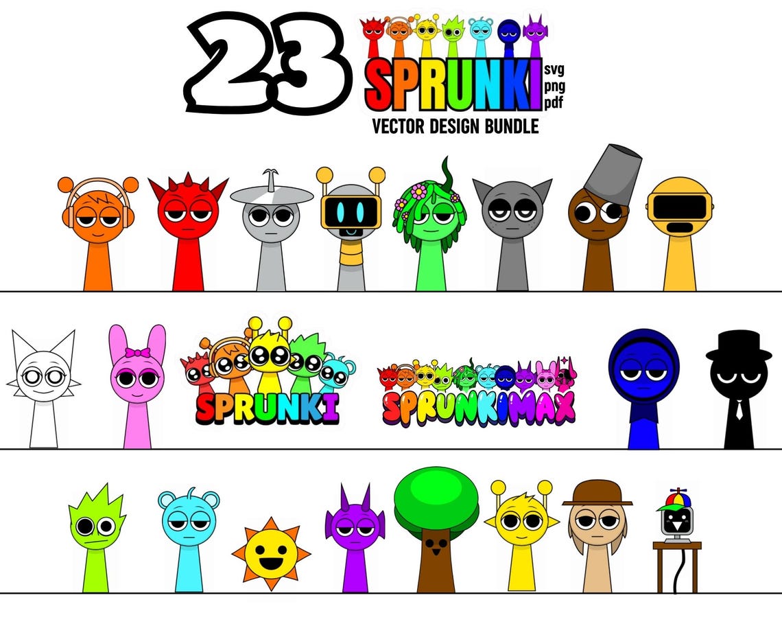 23 Incredibox Sprunki SVG Bundle SVG PNG PDF Sprunki Beats Gaming ...