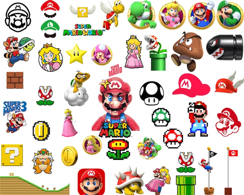 Mario PNG SVG PDF Clipart, Super Mario Png, Mario Svg, Mario Png, Mario ...