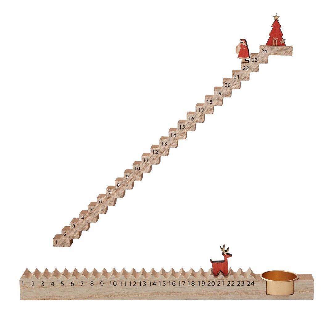 Santa & Rudolph Wooden Advent Calendar: Christmas Countdown Stairs - Etsy