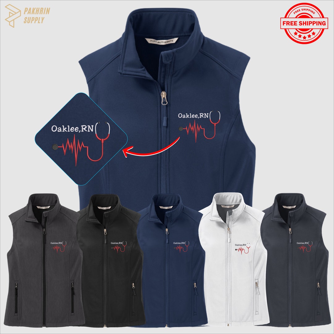 Embroidered Custom Name Nurse Vests, Personalized Soft Shell Ladies ...