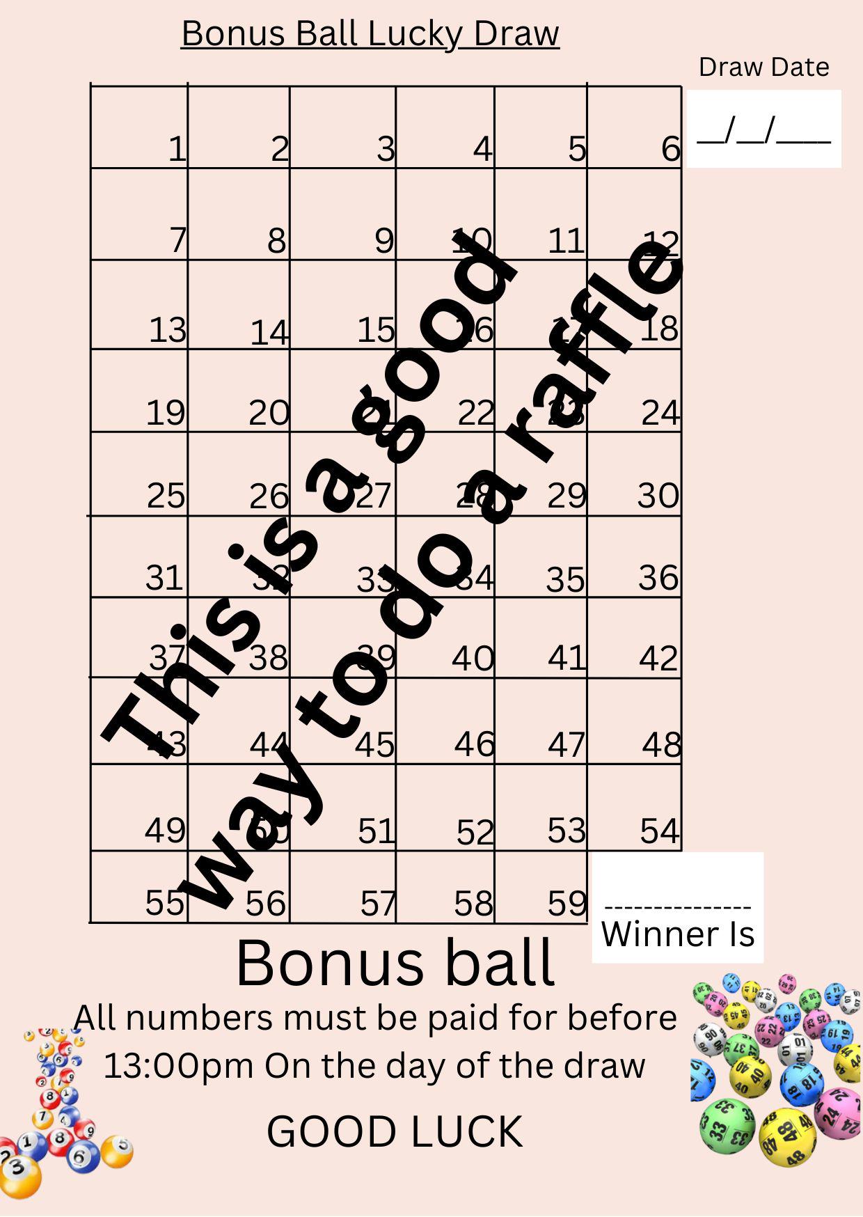 Bonus Ball Raffle Chart: A4 & A3 Prize Wall (PDF File) - Etsy
