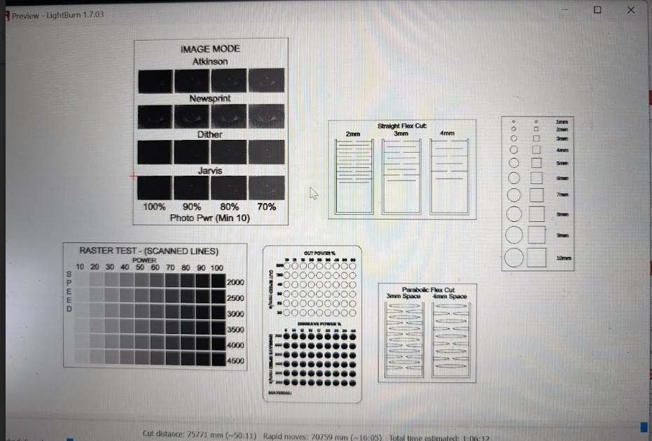 Lightburn Laser Test Pattern's - Etsy