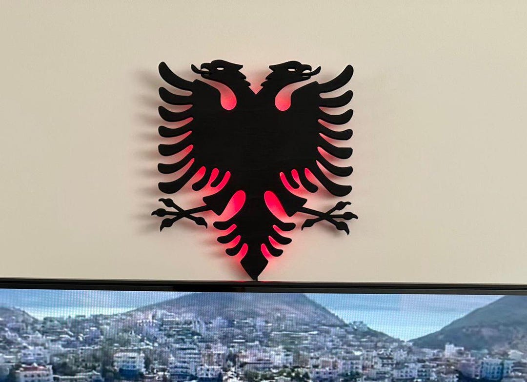 Albanian Double-headed Eagle Wall Art - Red LED Backlit Decor - Etsy