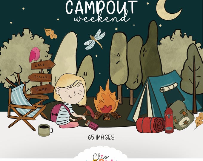 Camping Clipart - Doodle Boys Camping - Backpacking - Hiking - Campfire ...