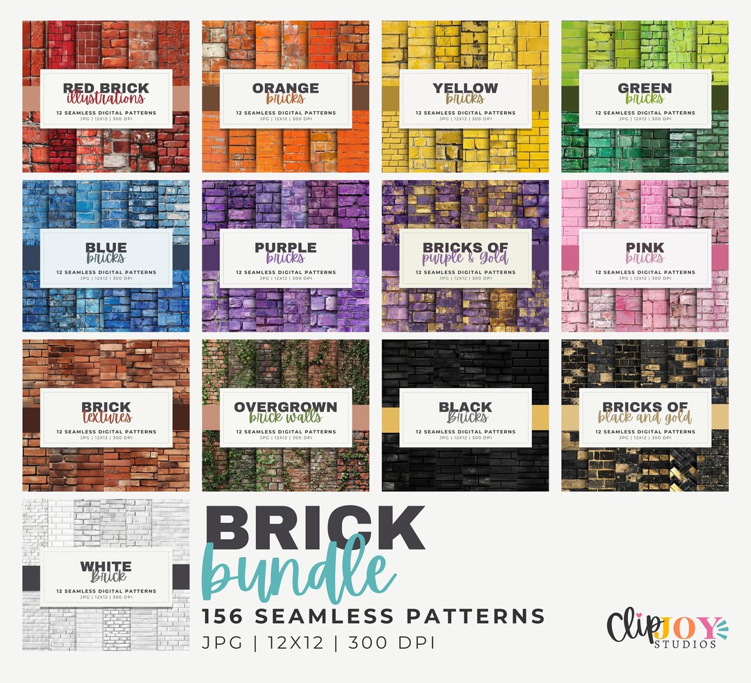 Huge Brick Texture Bundle, Brick Wall Seamless Patterns, 156 ...