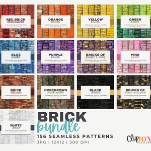 Huge Brick Texture Bundle, Brick Wall Seamless Patterns, 156 ...