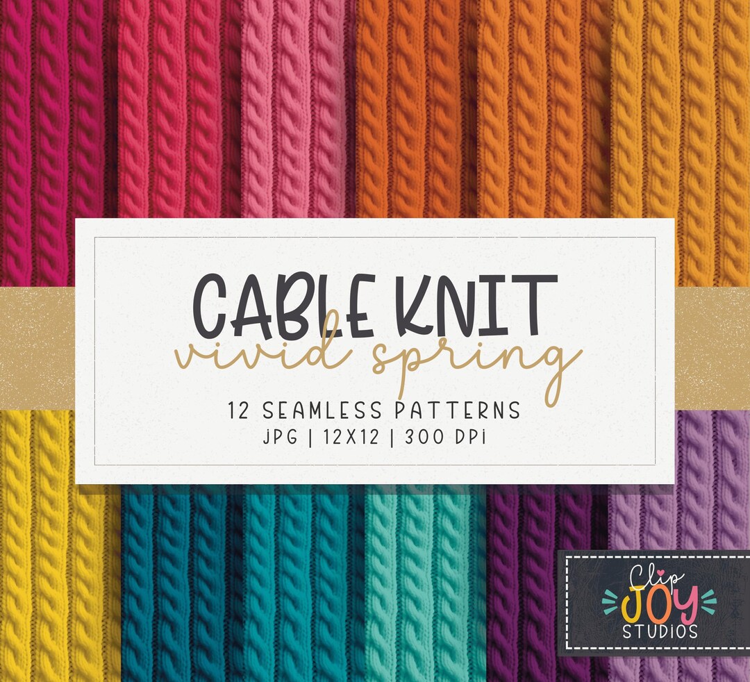 Vivid Cable Knit Patterns – 12 Bright Seamless Textures (digital ...