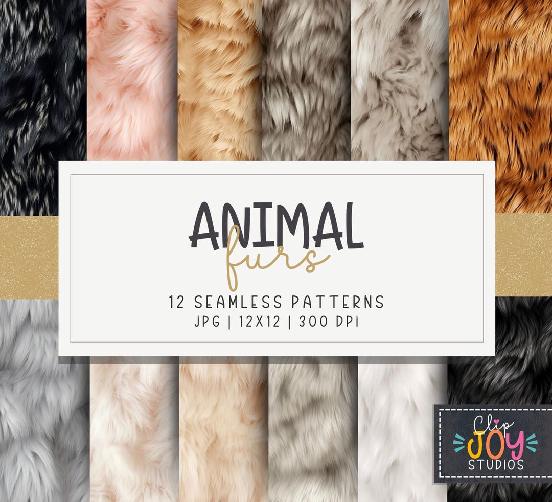 Soft Animal Fur Digital Papers, 12 Seamless Textures, 12x12, JPG File ...