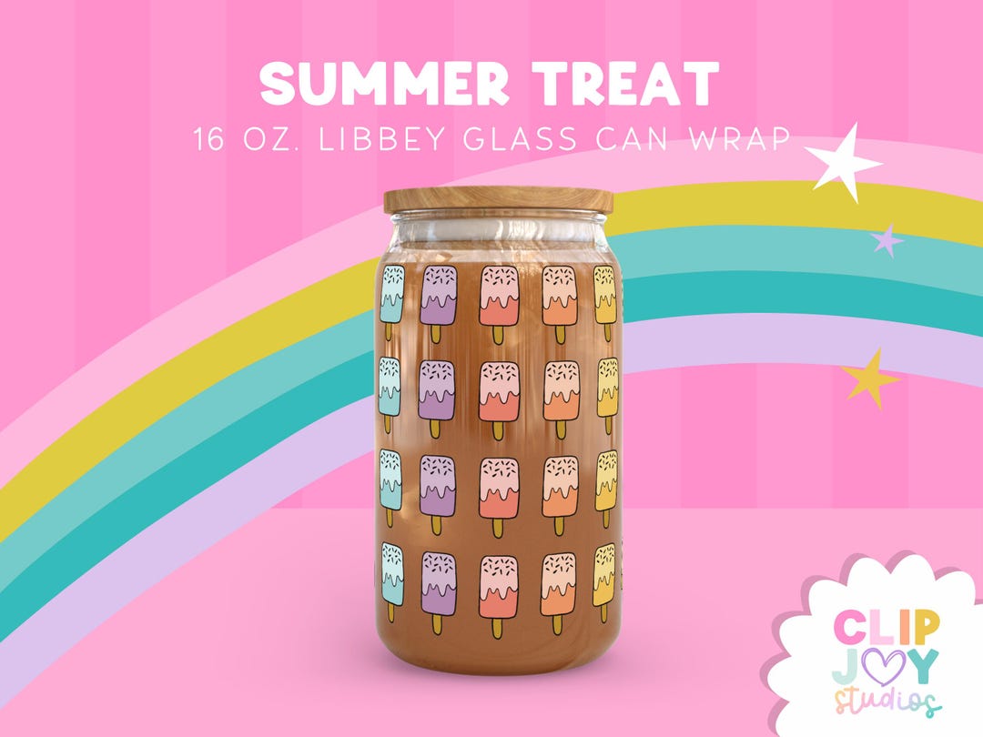 Popsicle Glass Can Wrap PNG: Seamless Libbey 16oz Sublimation Design ...
