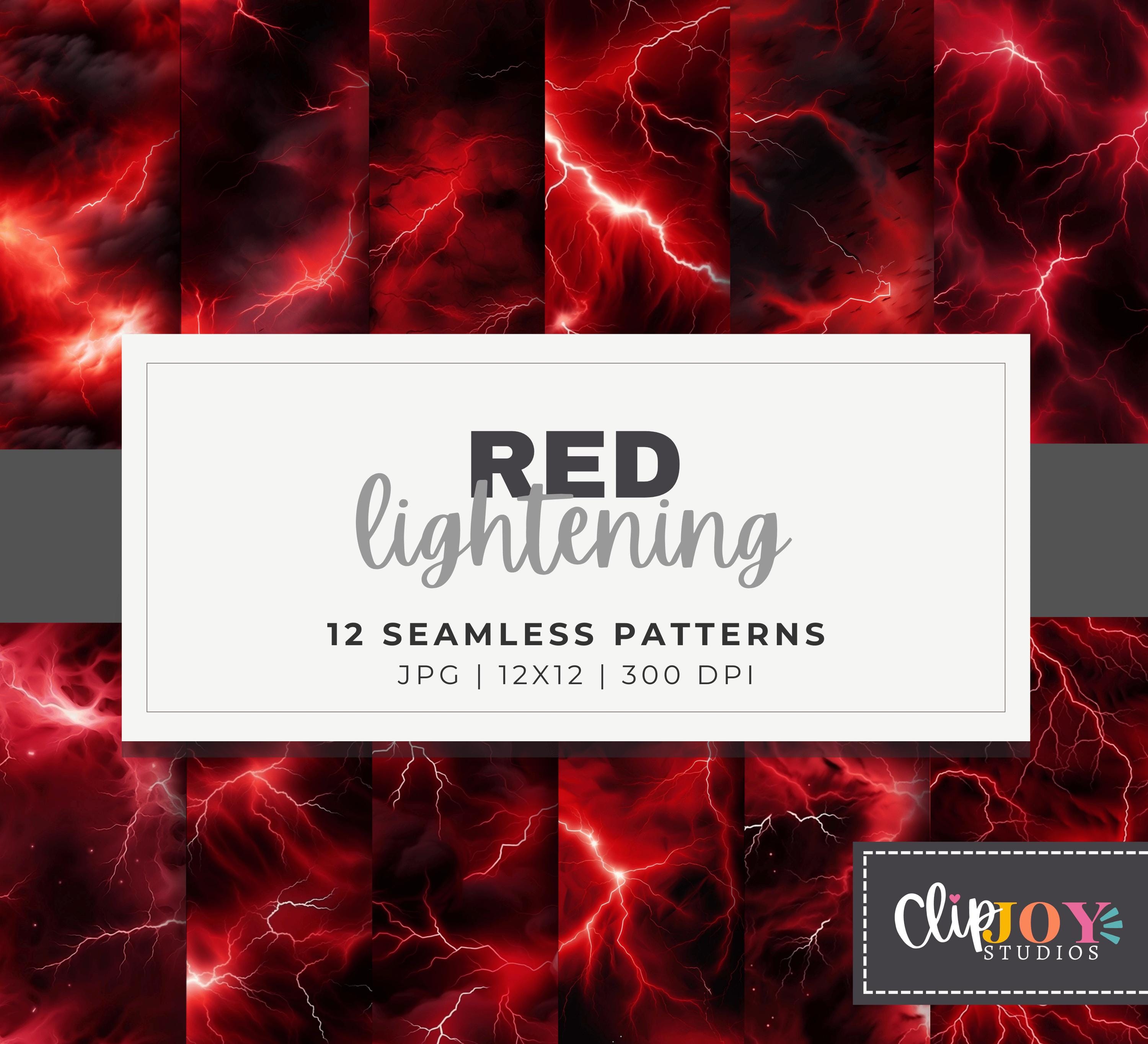 Red Lightning Digital Papers, 12 Seamless Patterns, 12x12, JPG Download ...